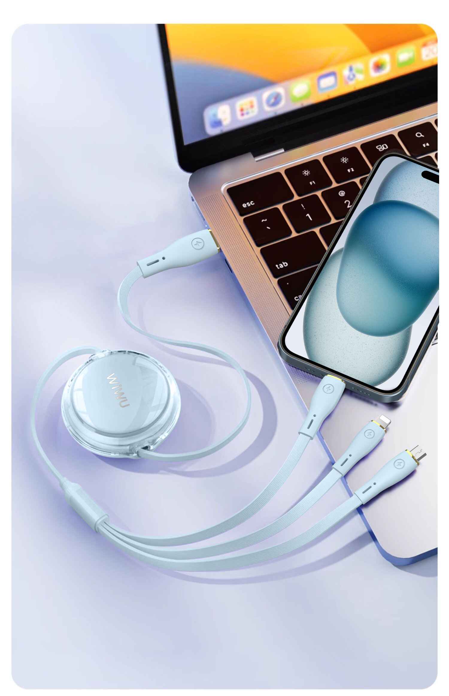 WiWU Vigor 3 in 1 Fast Charging Cable - WiWU Pakistan